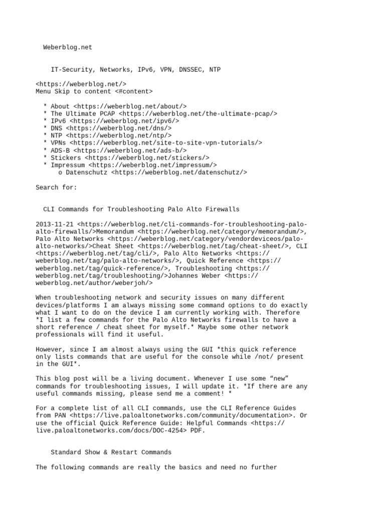 Troubleshooting Palo Alto Firewalls | PDF | Routing | Command Line Interface