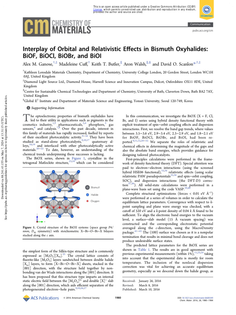 Ganose Et Al 2016 Interplay of Orbital and Relativistic Effects in ...