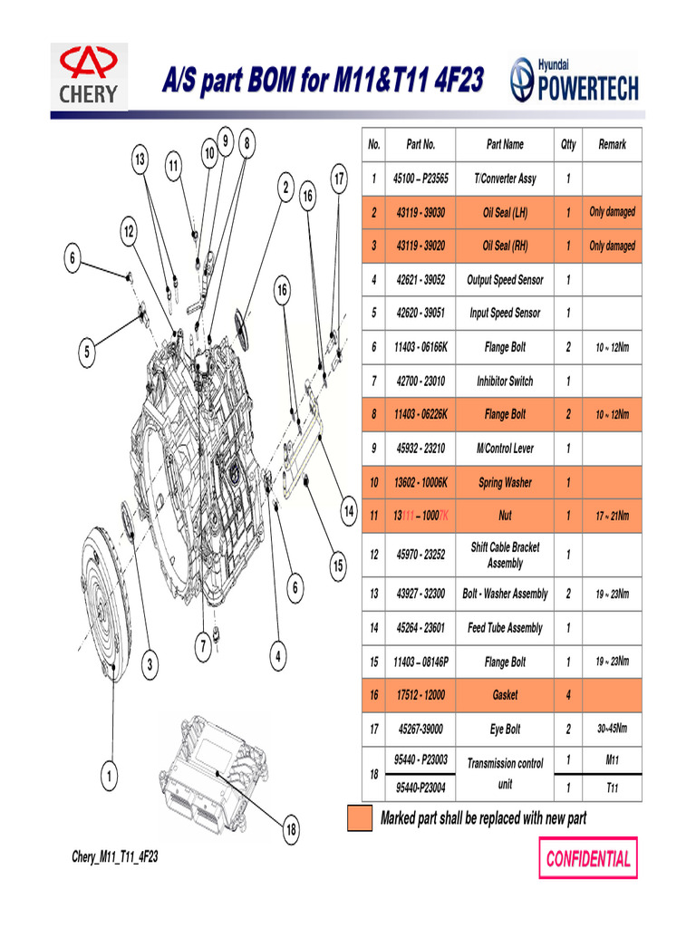 Chery 4F23 As BOM PART MANUAL 2page Revised 091208 | PDF | Mechanical Engineering | Manufactured ...
