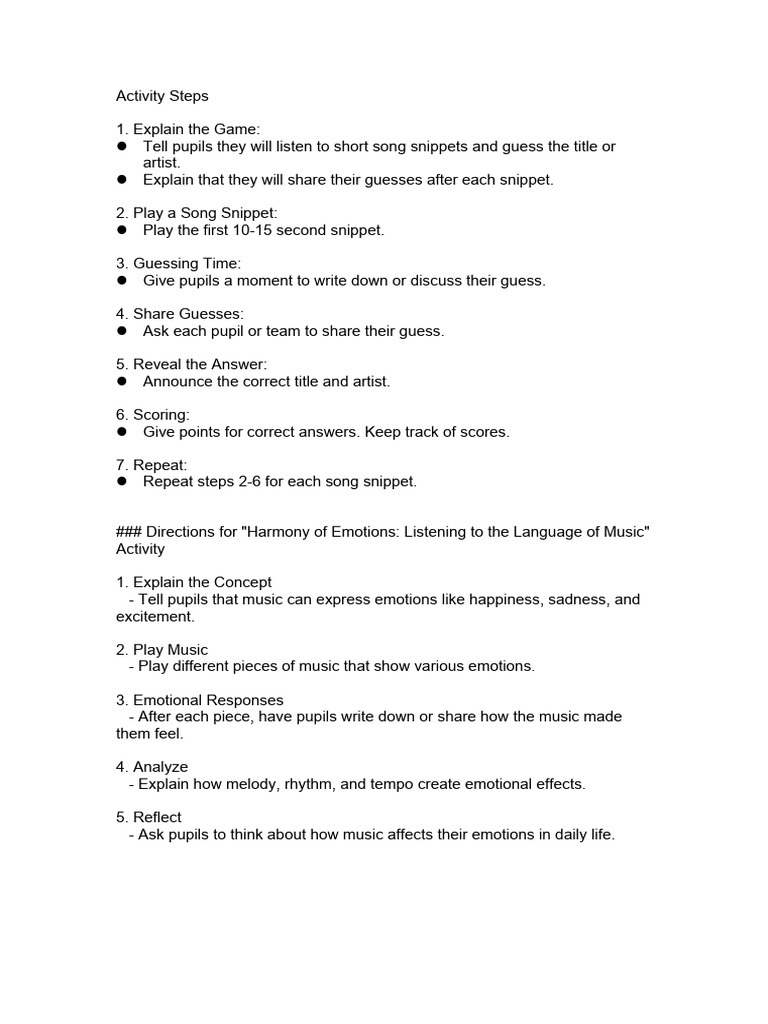 Activity Steps | PDF | Emotions | Performing Arts