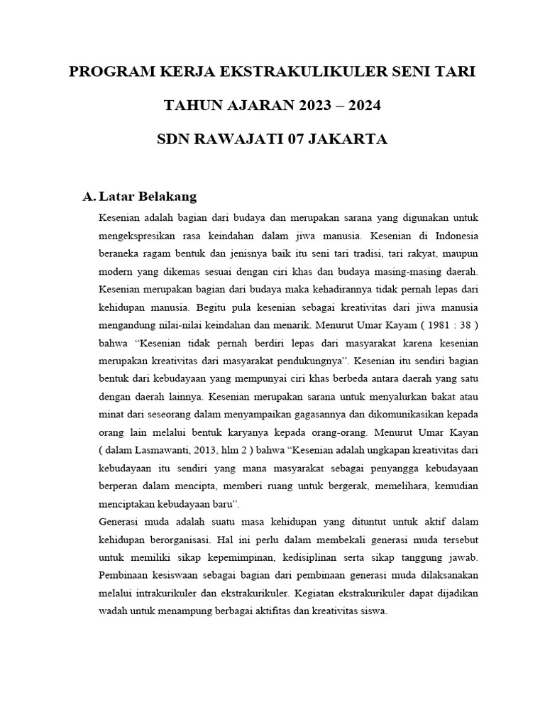 Program Kerja Exkul Tari | PDF