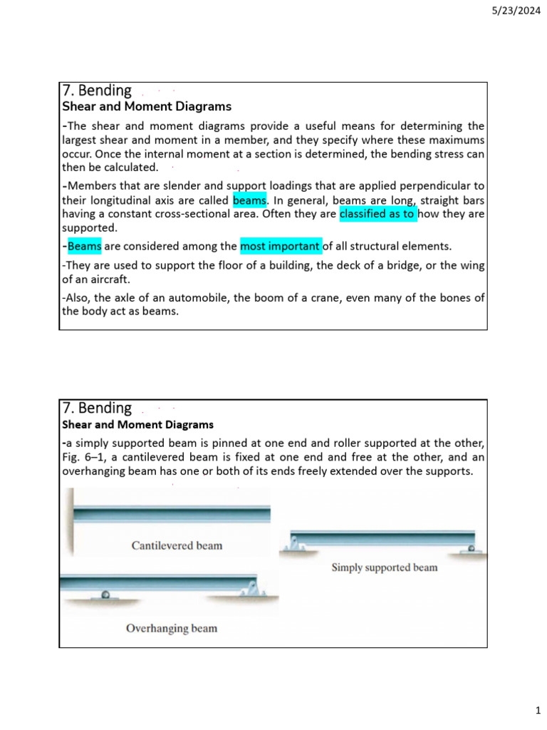 CVE155 Mechanics of Deformable Bodies Bending | PDF | Beam (Structure) | Bending