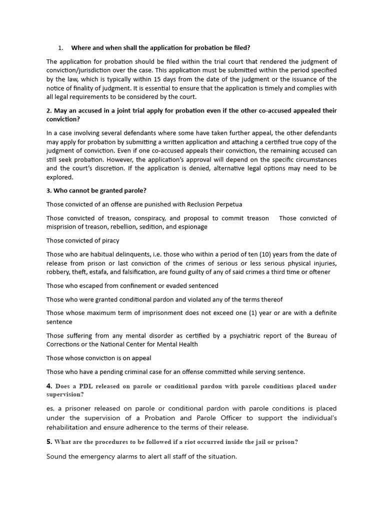 Probation and Riot Control Procedures | PDF | Probation | Parole