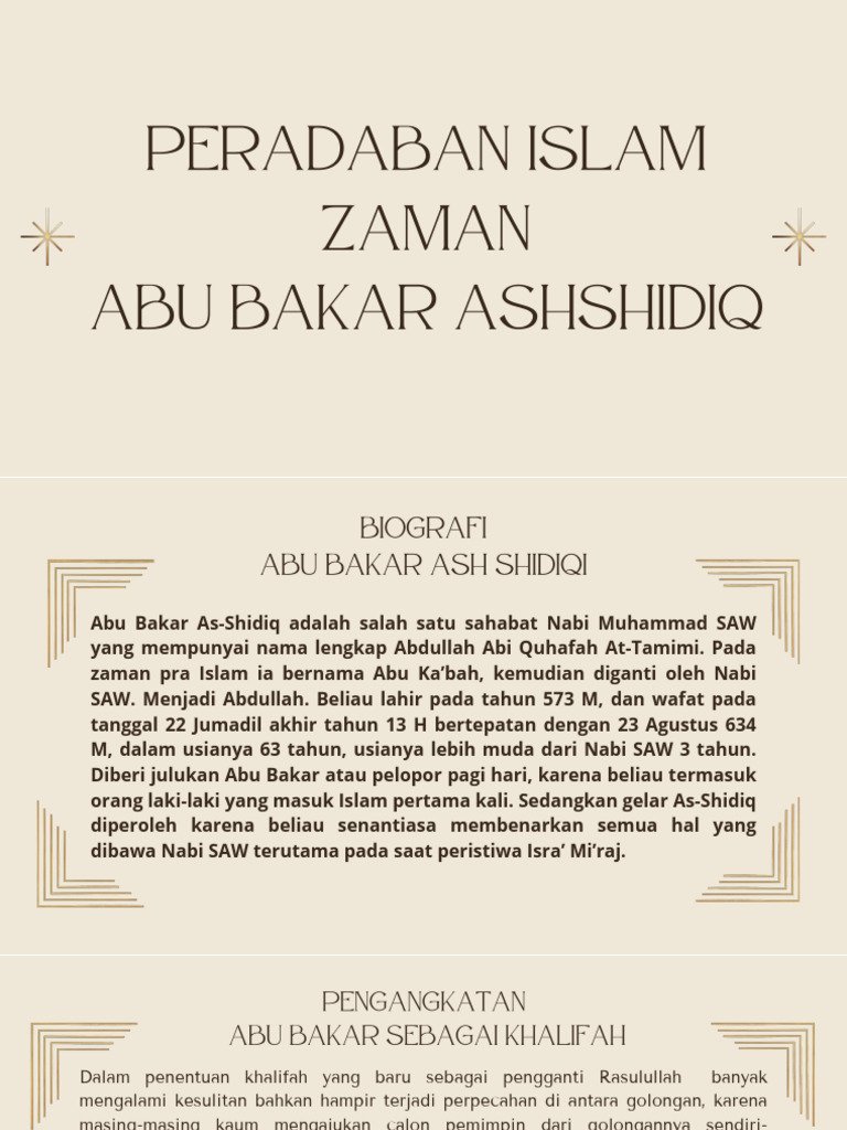 Peradaban Islam Zaman Abu Bakar | PDF