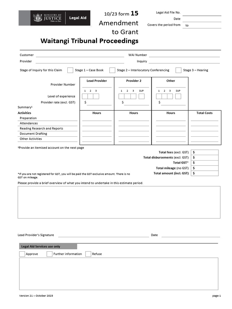 Waitangi Tribunal Legal Aid Amendment Form | PDF | Government | Justice