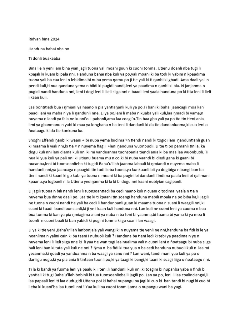 Ridvan 2024 en Gourma | PDF