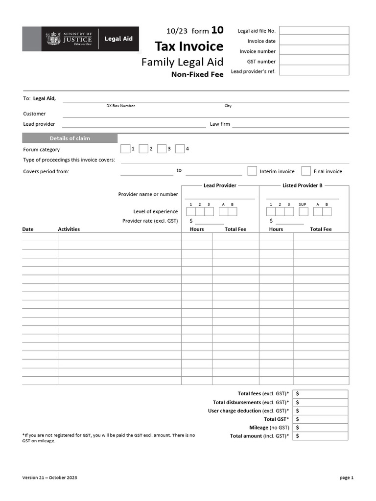 Form 10 - Family Invoice - Non Fixed | PDF | Receipt | Invoice