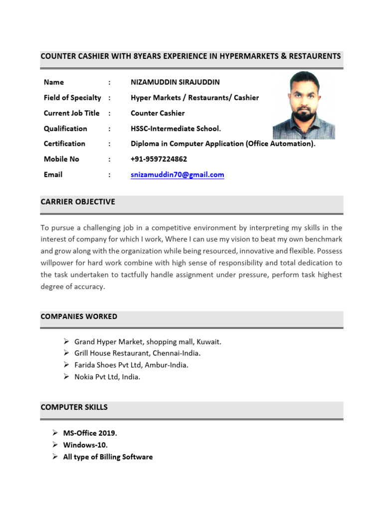 Nizamuddin CV Updated 17july 21 | PDF | Point Of Sale