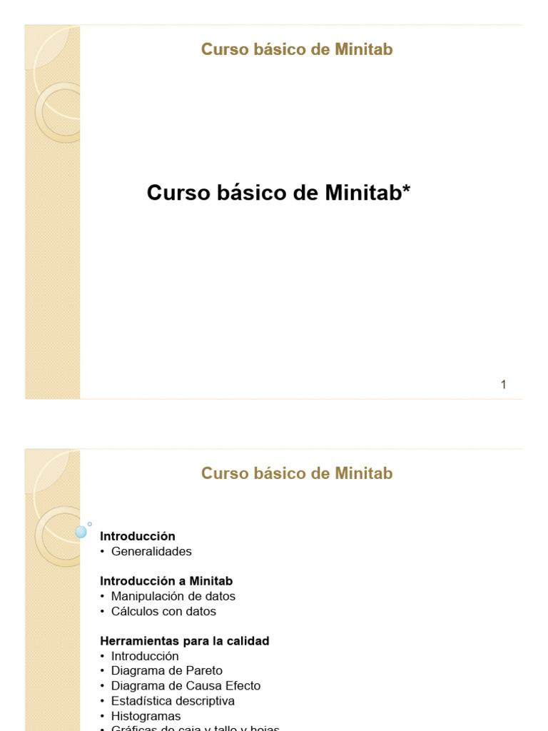Curso Basico de Minitab | Descargar gratis PDF | Microsoft Excel | Estadísticas