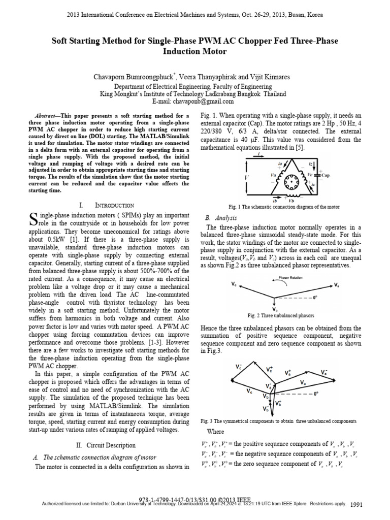 Soft Starting Method For Single Phase Pwm Ac Chopper Fed Three Phase Induction Motor Pdf
