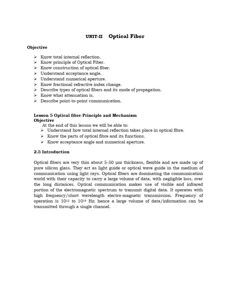 UNIT 2 - Optical Fibers | Download Free PDF | Optical Fiber ...