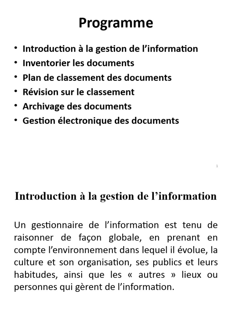Gestion de L'information Année 2021-2022 | PDF | Informations | Document Gestion de L'information Année 2021-2022 | PDF | Informations | Document