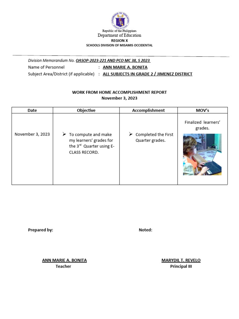 Accomplishment Report 2023 (Ann Marie) | PDF | Learning | Behavior Modification