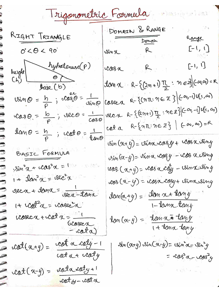Math Notes - Trigo, Sets | PDF