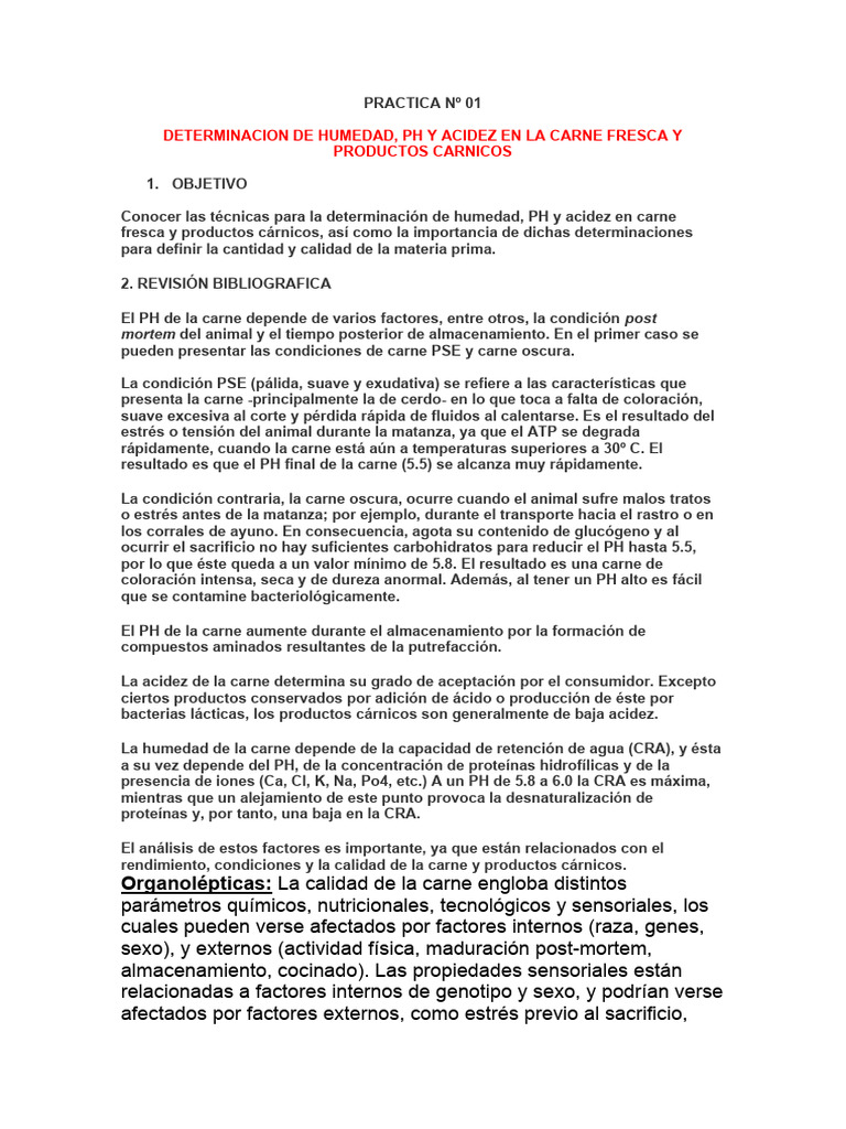 PRACTICA #05 DETERMINACION DE PH Y Acidez de CARNES | Descargar gratis ...