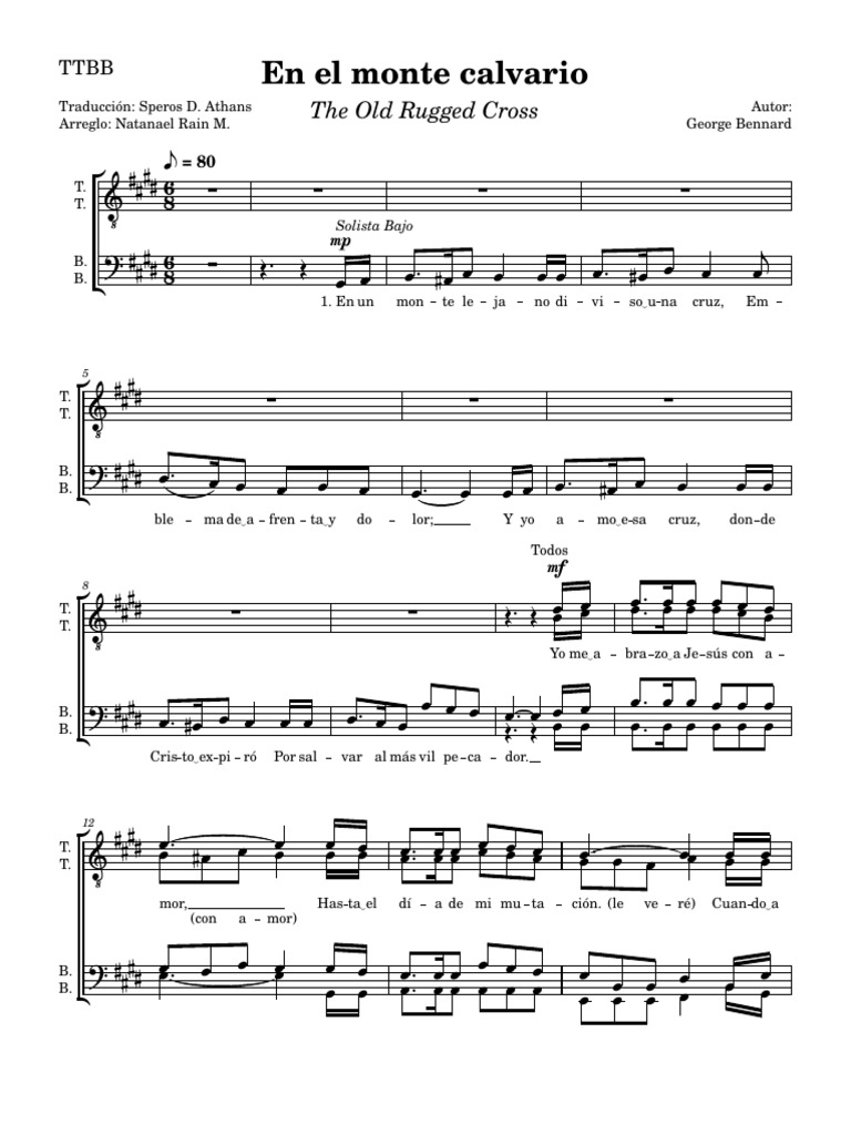 "El Viejo Rugoso Cruz: Partitura TTBB" | PDF