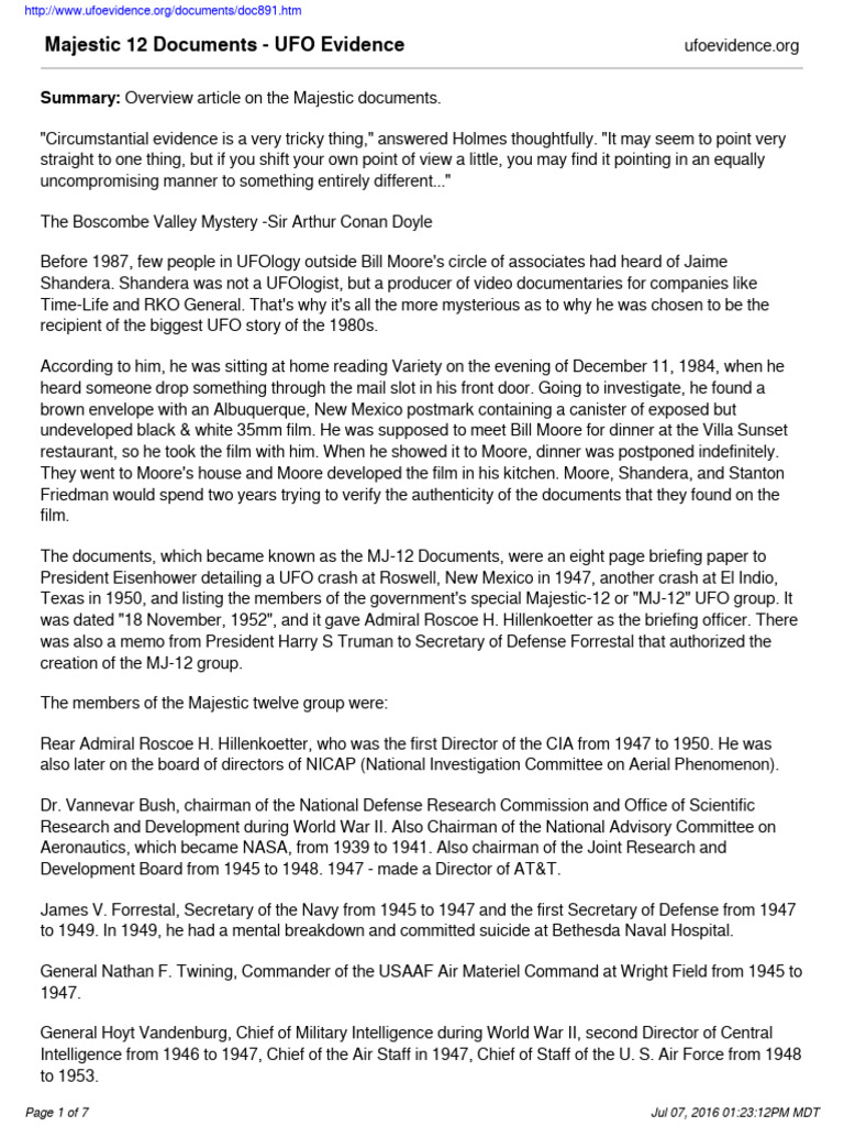 Majestic 12 Documents - UFO Evidence | PDF | History | Mystery ...