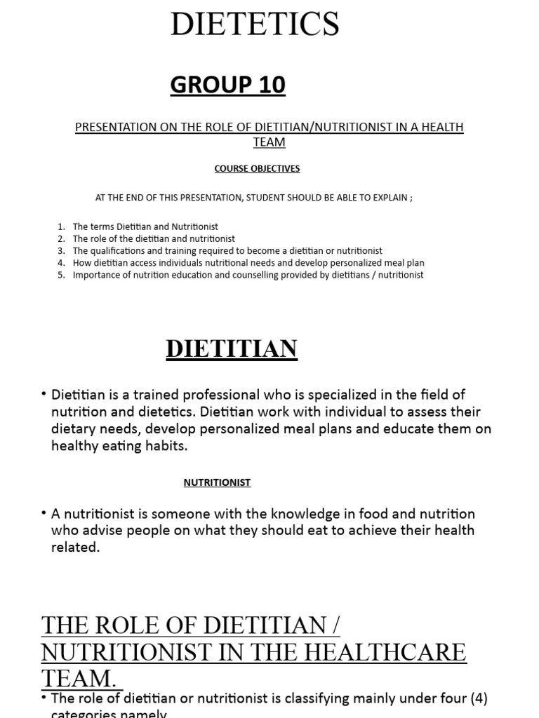 Nutrition and Dietition Group 10 (Odk) | PDF | Dietitian | Social Programs