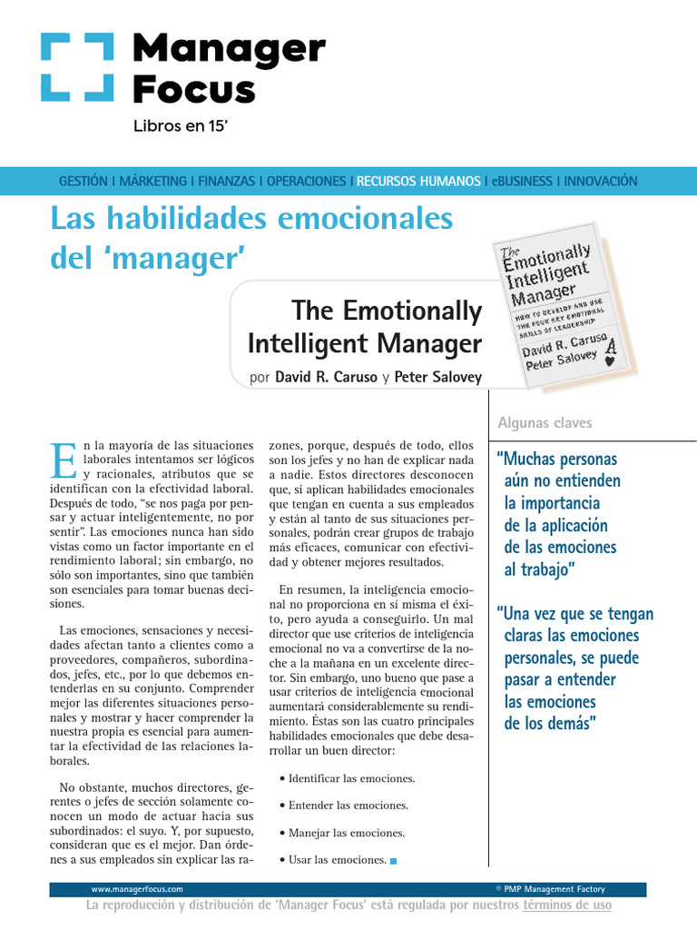 The Emotionally Intelligent Manager | PDF | Las emociones ...