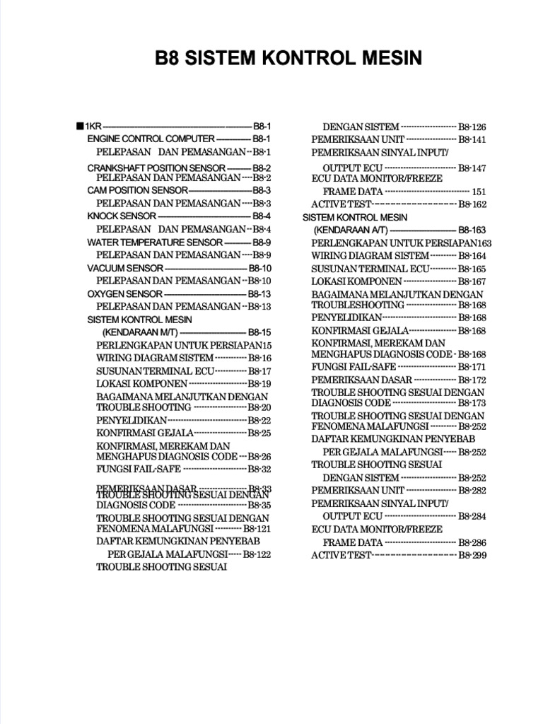 Panduan Sistem Kontrol Mesin B8 | PDF