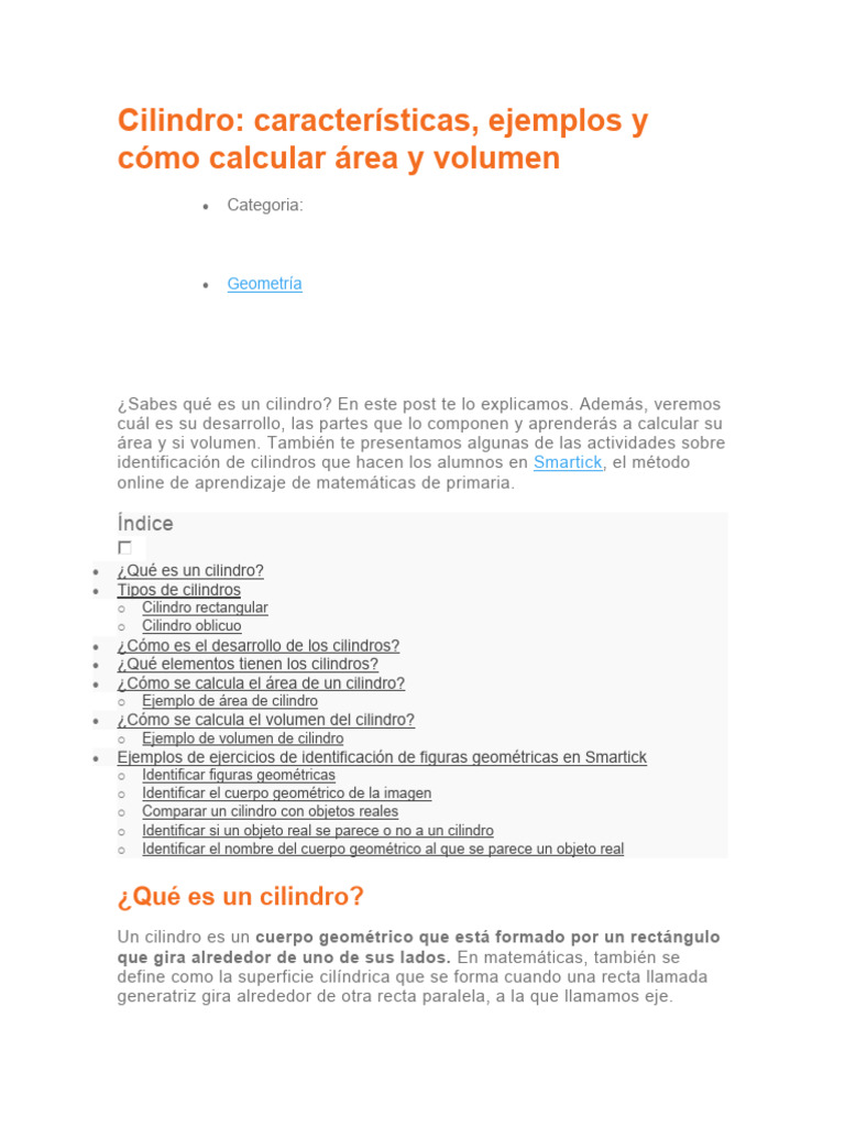 Cilindro | PDF | Volumen | Geometría