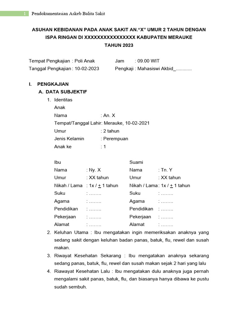 14.1 Pendokumentasian Askeb Balita Sakit Dengan Ispa Ringan | PDF ...