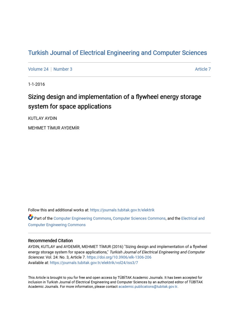 Sizing design and implementation of a flywheel energy storage sys | Download Free PDF | Electric ...
