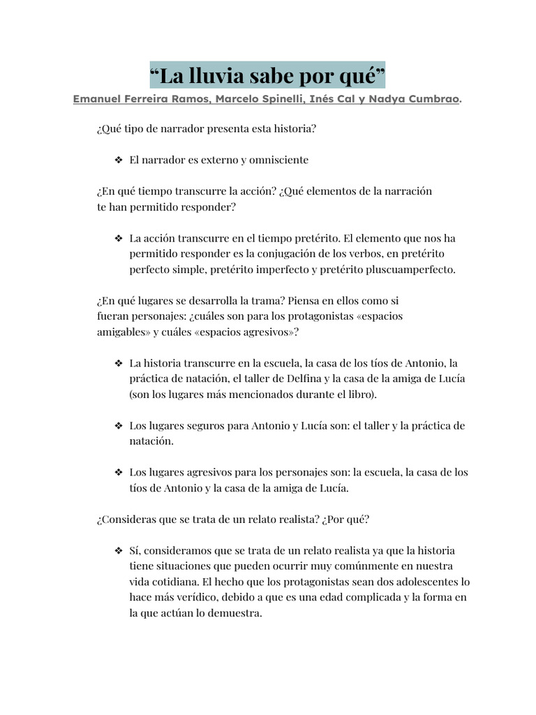 La Lluvia Sabe Por Qué | PDF