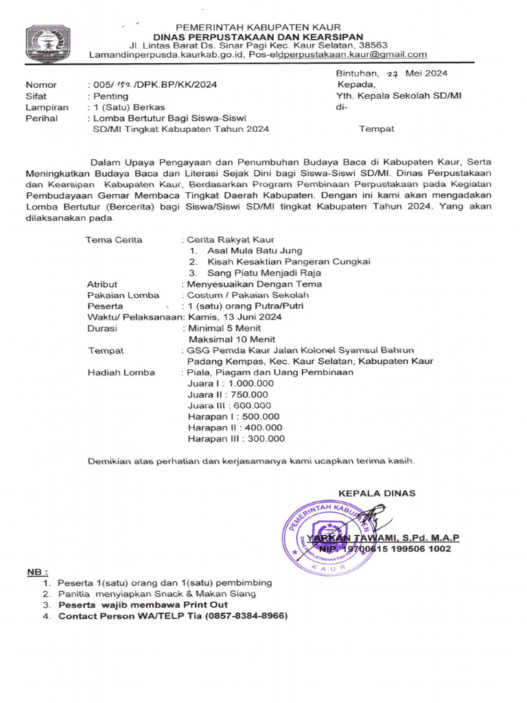 Undangan Lomba Bertutur Cerita | PDF Undangan Lomba Bertutur Cerita | PDF