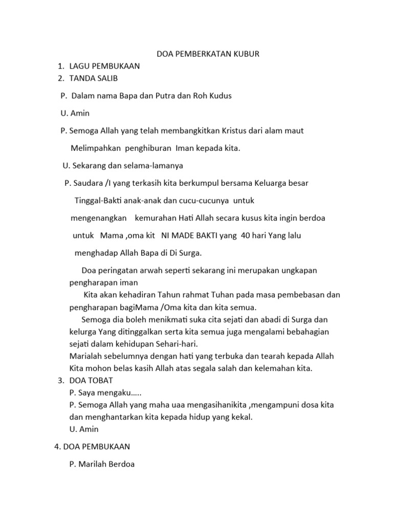 Doa Pemberkatan Kubur | PDF