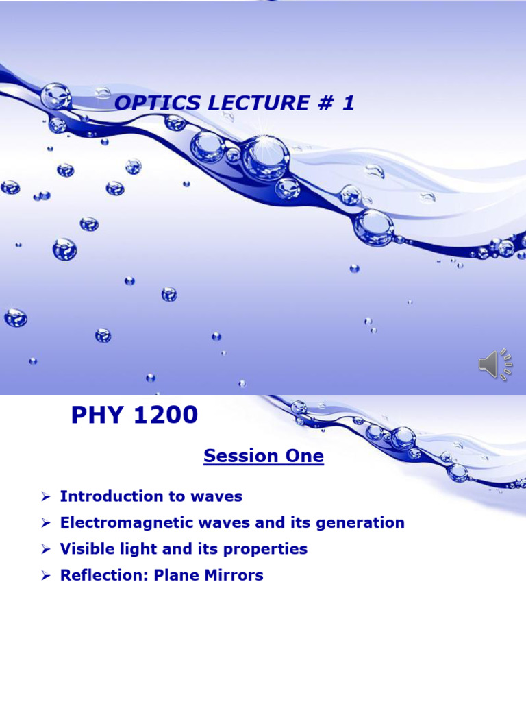 Phy1200 Optics 2019 2020 Lecture1 | PDF | Optics | Electromagnetic ...