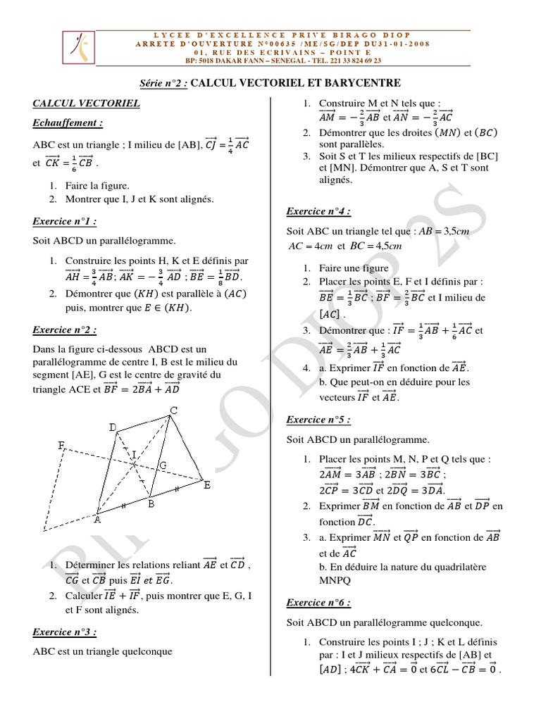 Calcul du barycentre en géométrie | PDF | Triangle | Géométrie