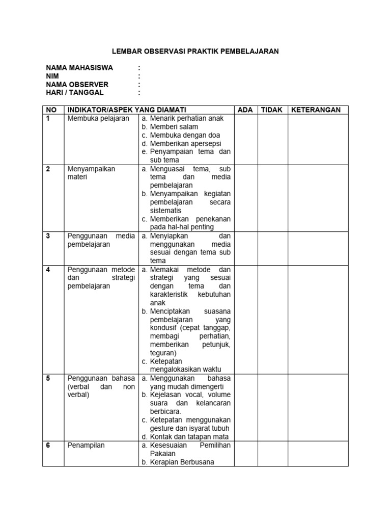 Penilaian Micro Teaching | PDF