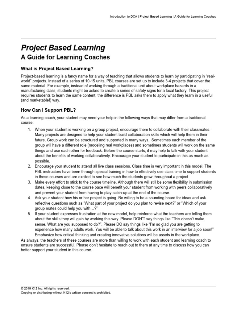 CAR003 PBL For Learning Coaches | PDF | Project Based Learning ...