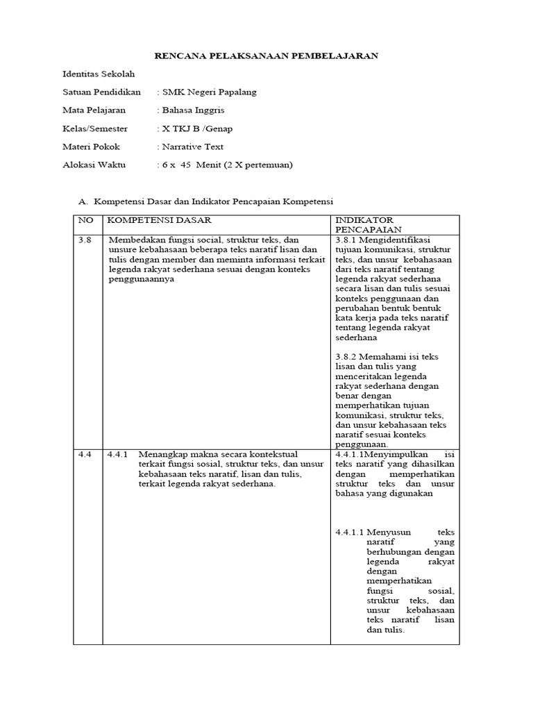 RPP 8. Narrative Text | PDF