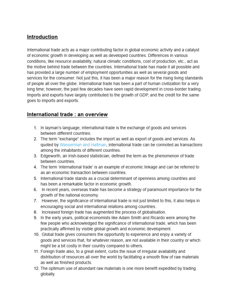 Unit 1 Trade | PDF | Economics | Business