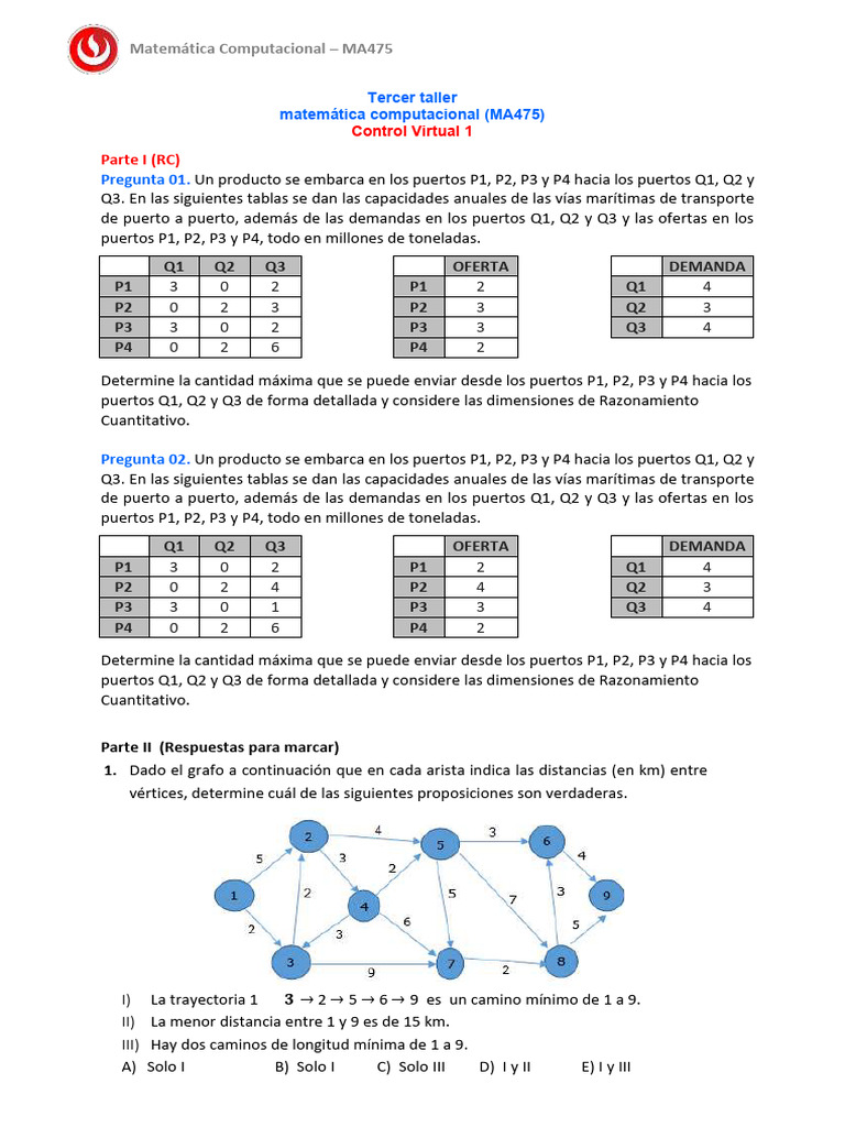Taller de Matemática Computacional Semana 09 | PDF | Teoría de la ...