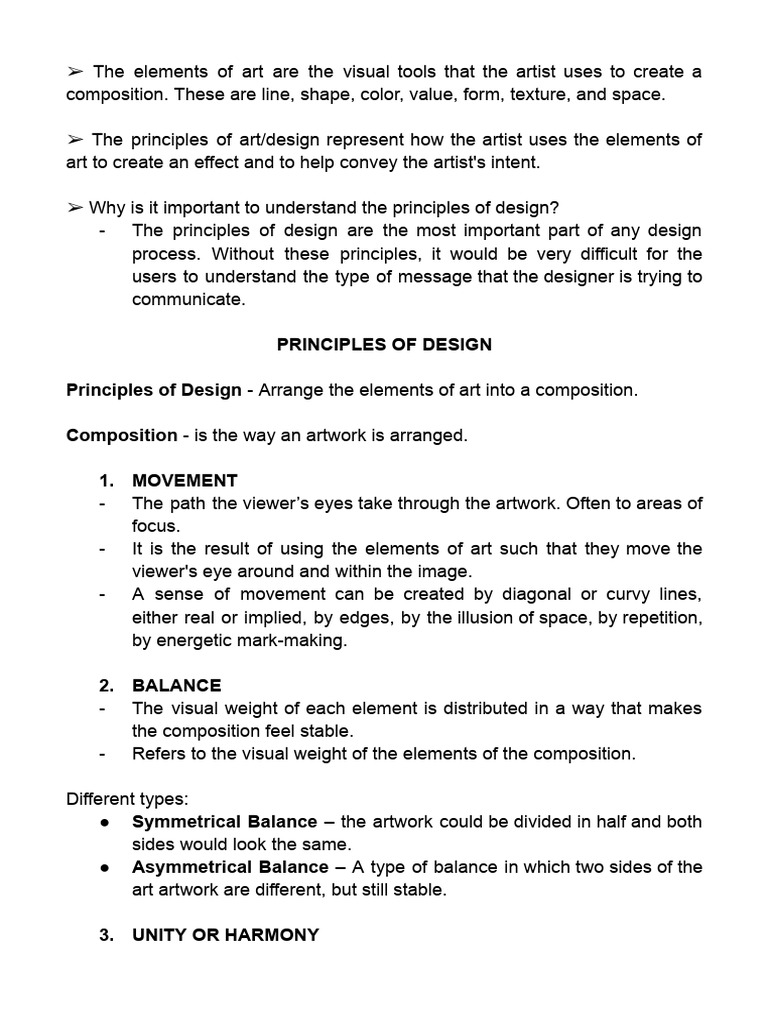 Principles of Design | PDF | Composition (Visual Arts) | Light