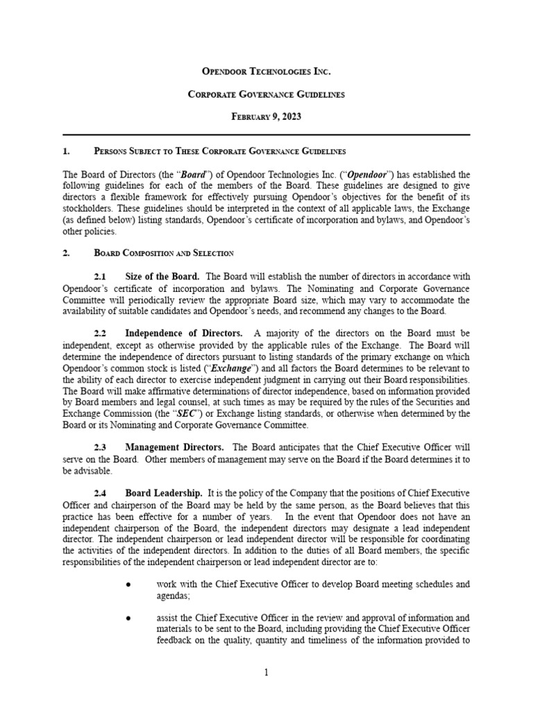Corporate Governance Guidelines PDF Committee Corporate Governance