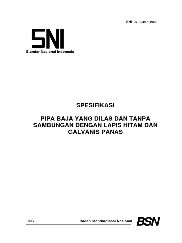 SNI 07-0242.1-2000 Pipa Galvanis Hitam | PDF