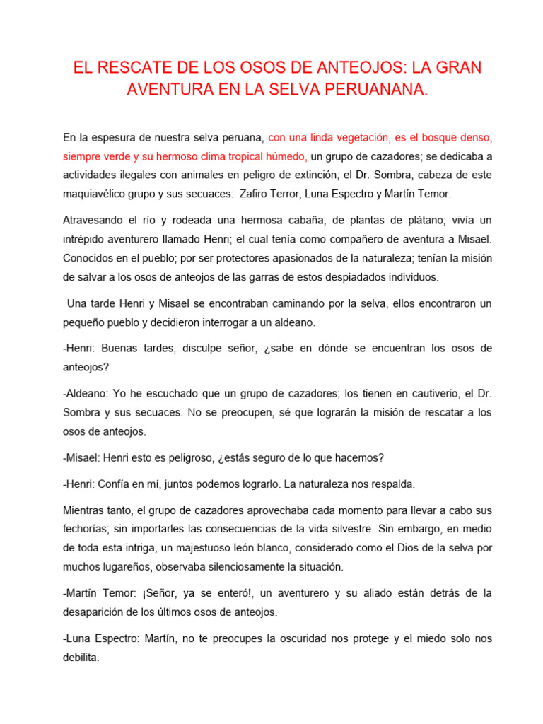 Cuento M. Jesùs | Descargar gratis PDF | León | Selva