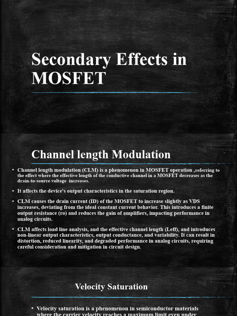 Secondary Effects in MOSFET | PDF | Mosfet | Field Effect Transistor