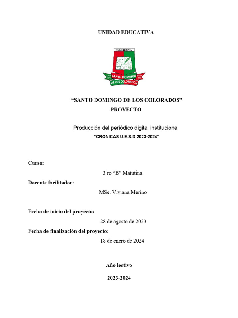 3ro B Proyecto Escolar - Archivo | PDF | Aprendizaje | Enseñando