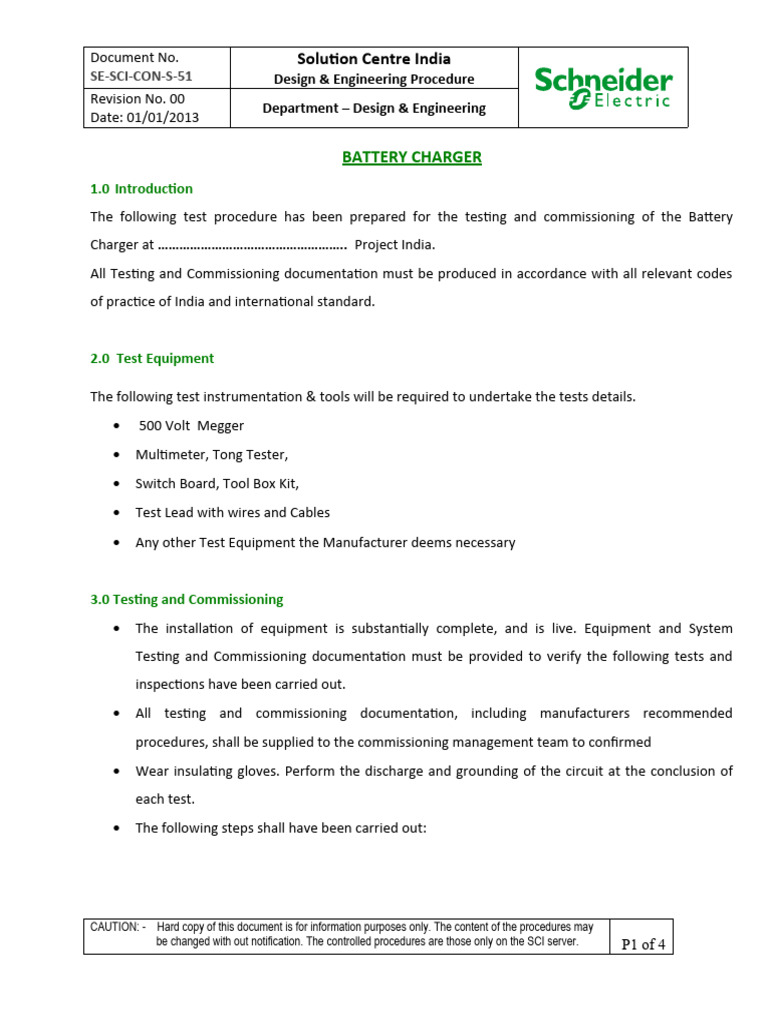Battery Testing Procedure | Download Free PDF | Battery Charger ...