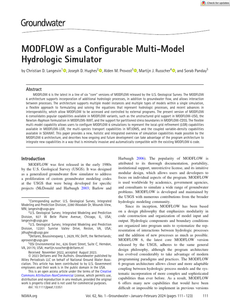 Groundwater - 2023 - Langevin - MODFLOW As A Configurable Multi Model Hydrologic Simulator | PDF ...