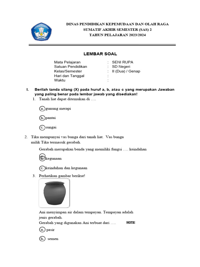 Sas Seni Rupa Kelas 2 | PDF
