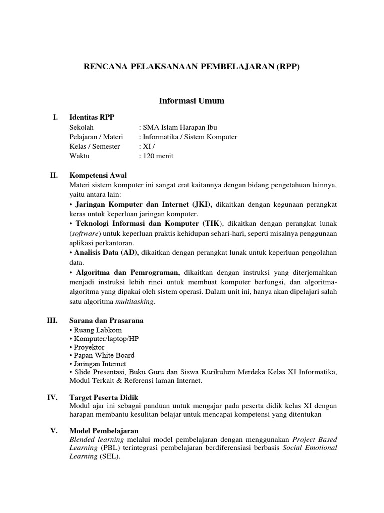 RPP Sistem Komputer | PDF | Seni