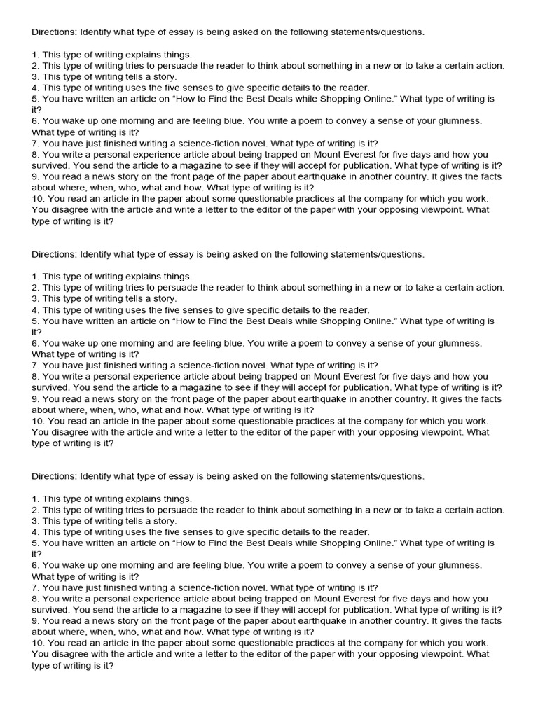 Quiz - Essay | PDF | Essays