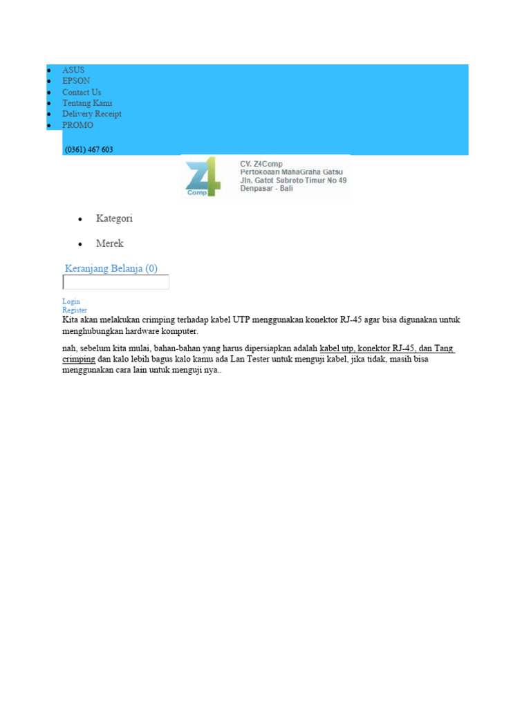 Cara Crimping Kabel Lan | PDF
