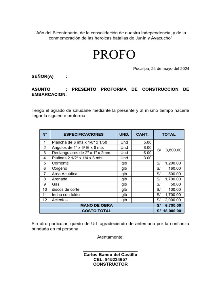 proforma | PDF